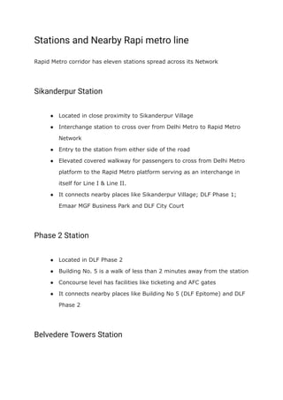 Rapido metro gurgaon: route map, stations | PDF
