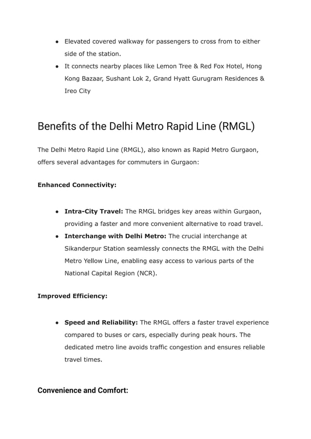 Rapido metro gurgaon: route map, stations | PDF