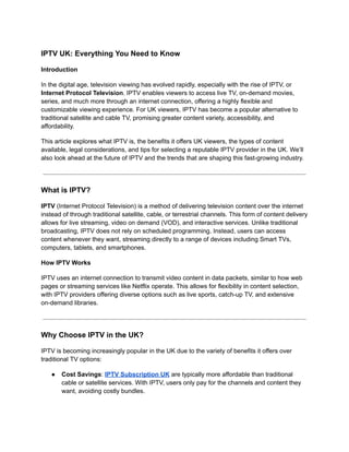 IPTV UK: Everything You Need to Know IPTV | PDF | History | Genres