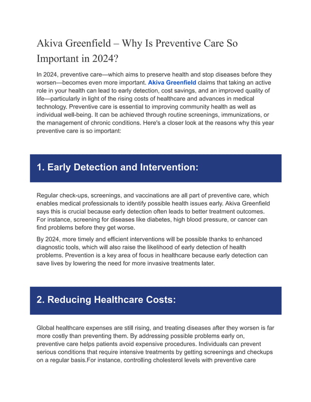 Preventive care to preserve healthy life | PDF