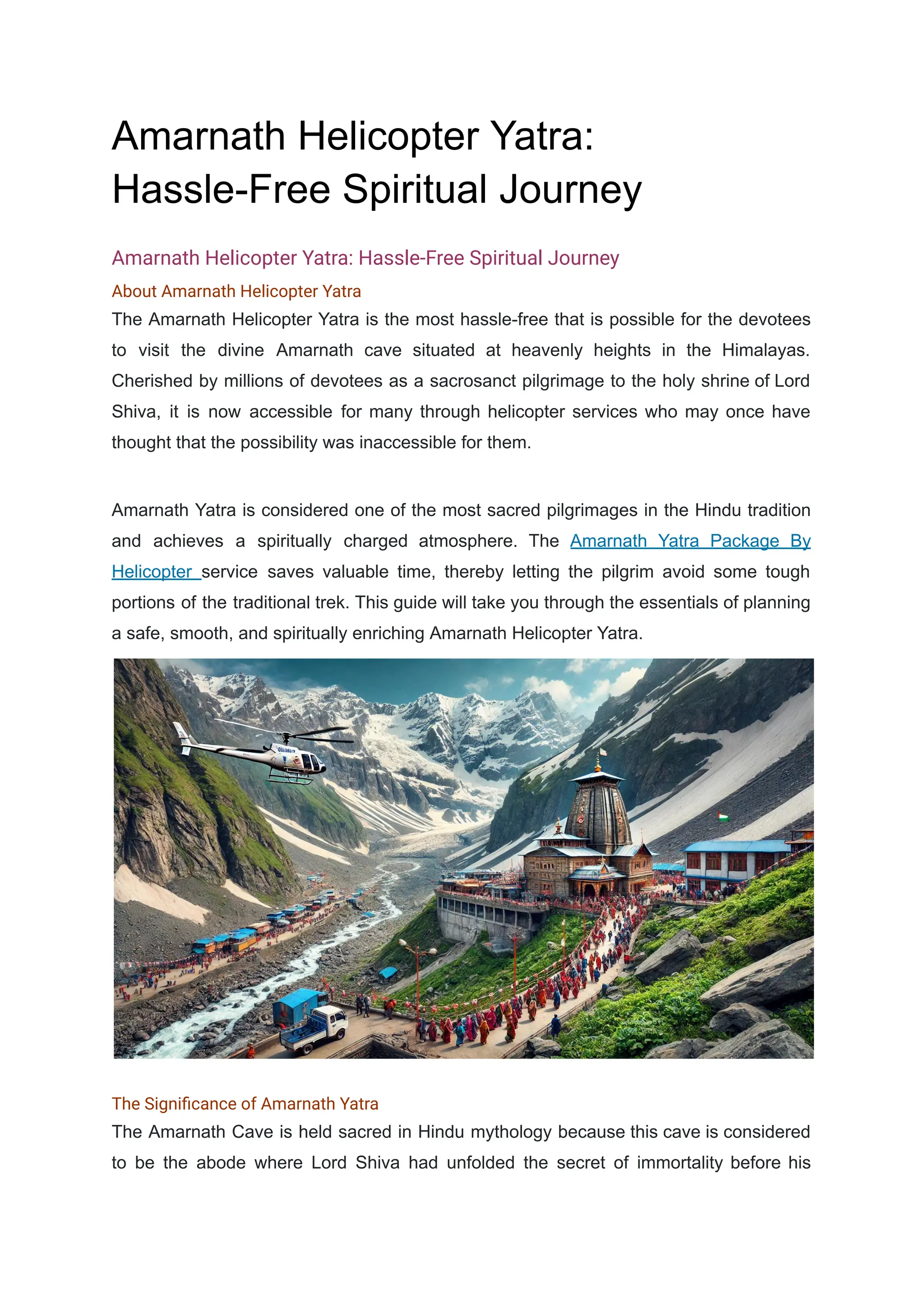 Amarnath Helicopter Yatra: Hassle-Free Spiritual Journey | PDF