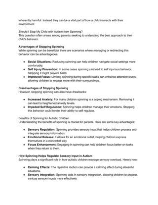 The Link Between Spinning and Kids with Autism | PDF