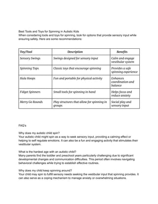 The Link Between Spinning and Kids with Autism | PDF