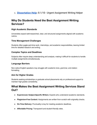 Which Company Provides the Best Assignment Writing Service? | PDF