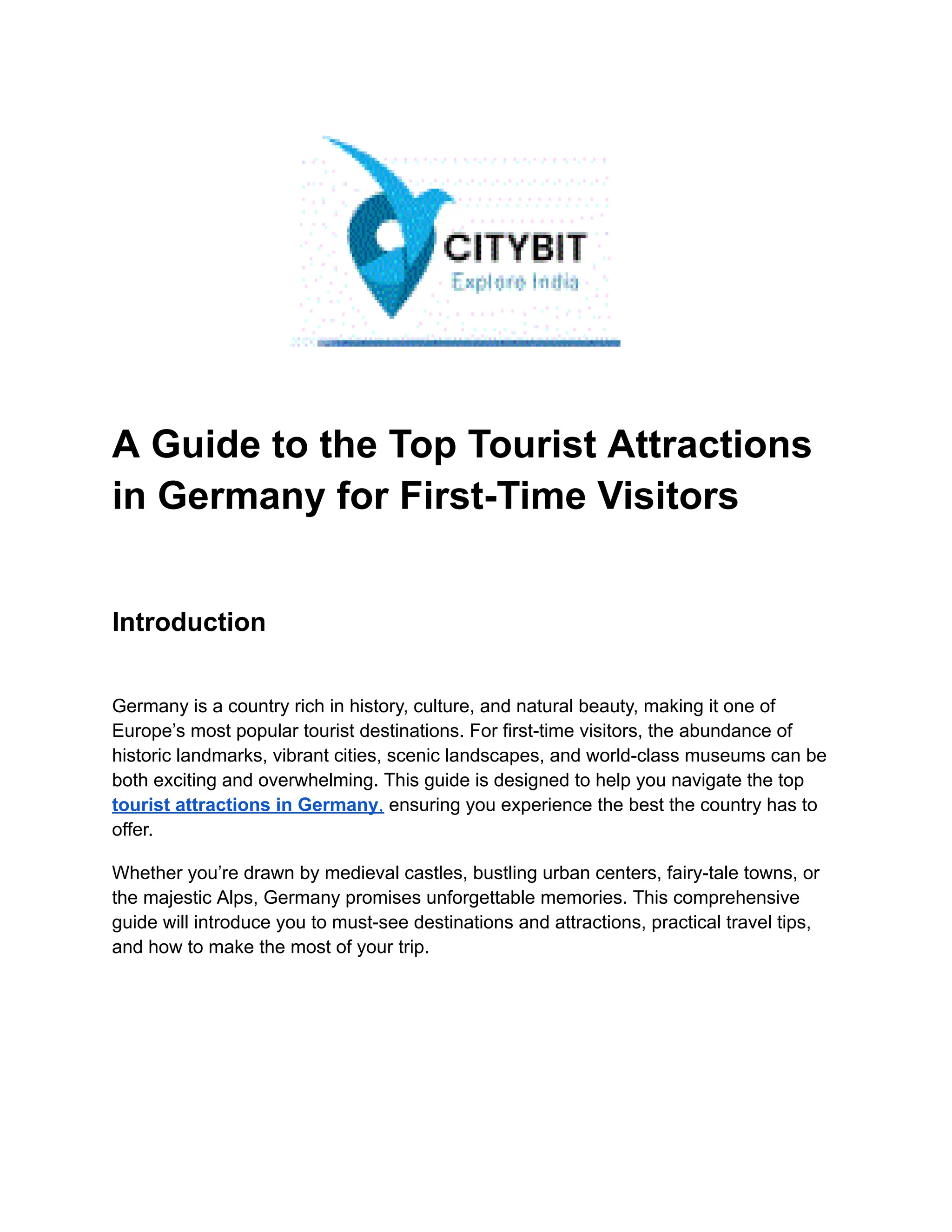 Top Tourist Attractions in Germany’s Major Cities | PDF