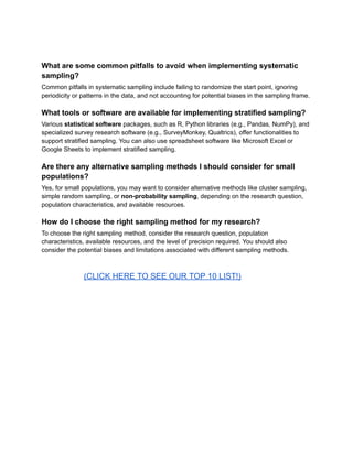 Systematic vs Stratified Sampling in Small Populations: A Clear ...