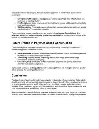 Plastic Polymers in Construction: Durable and Light | DOCX