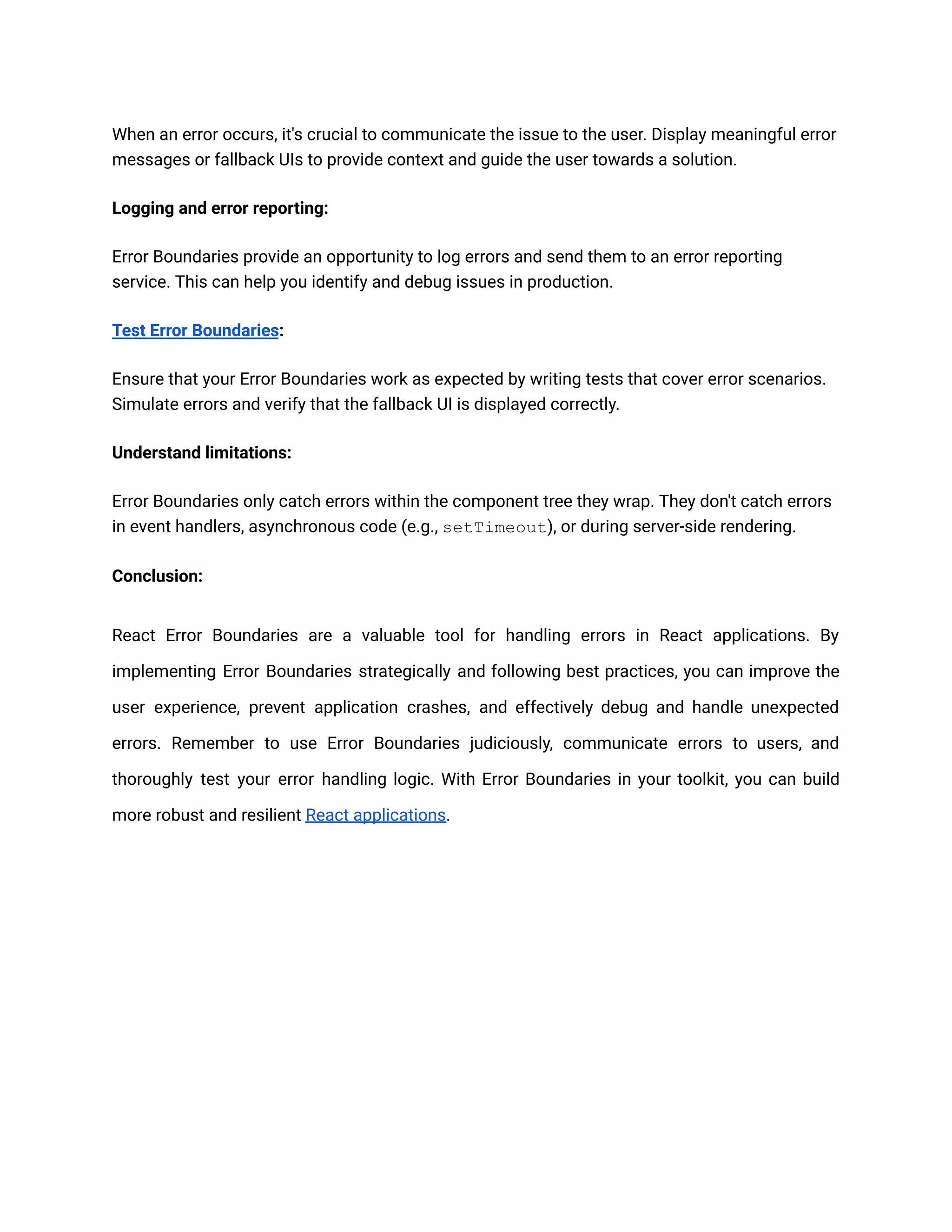React Error Boundaries Pdf