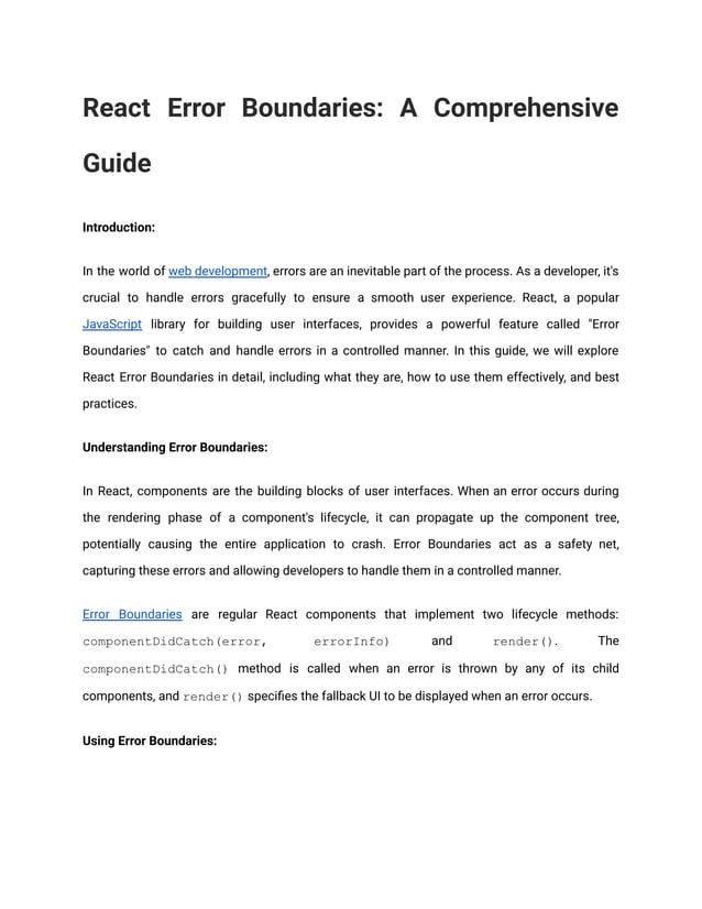 React Error Boundaries | PDF