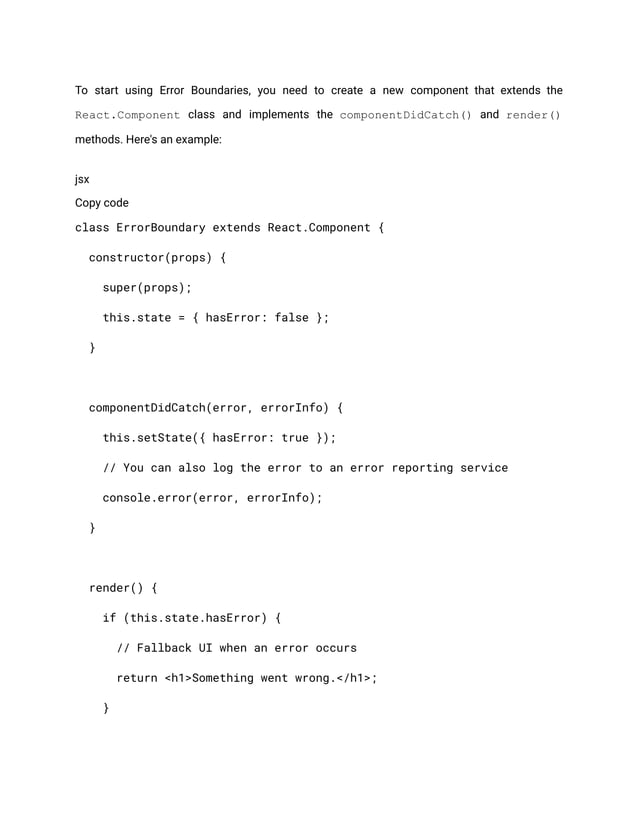 React Error Boundaries | PDF