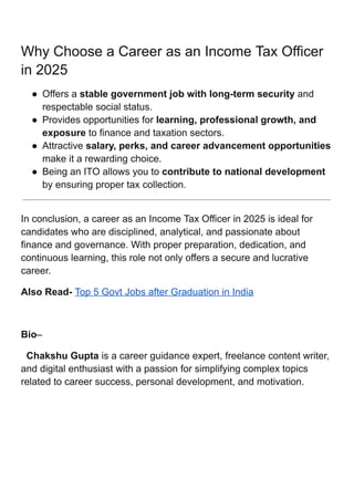 Income Tax Officer Career Path: Complete Guide 2025 | PDF