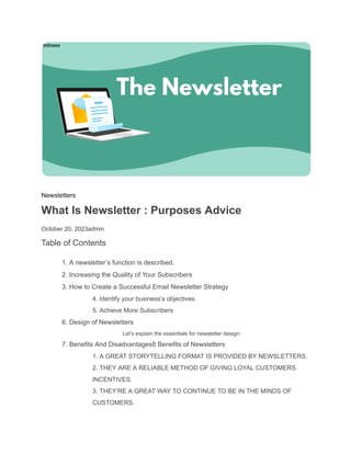 What Is Newsletter : Purposes Advice | PDF