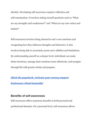 The Key to Success: How Self-Awareness Can Transform Your Life | PDF