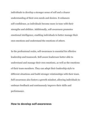 The Key to Success: How Self-Awareness Can Transform Your Life | PDF