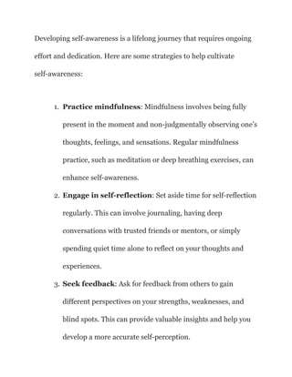 The Key to Success: How Self-Awareness Can Transform Your Life | PDF