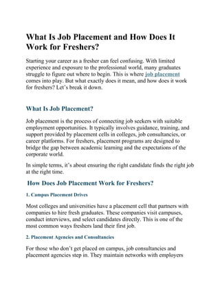 What Is Job Placement and How Does It Work for Freshers? | DOCX