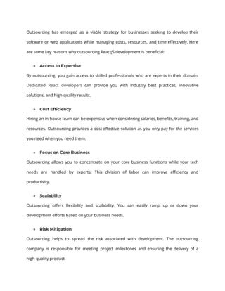 Guide to Outsourcing ReactJS Development Successfully | PDF