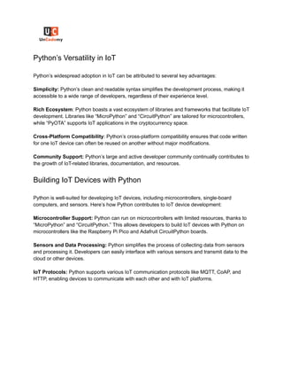 Python for IoT: Building Smart Devices and Applications | PDF