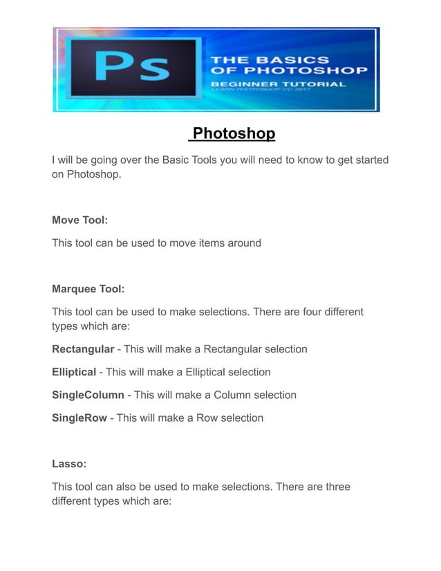 Basic Photoshop | PDF | Photo Editing Software | Computer Software and ...