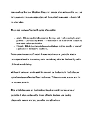 How to treat and prevent gastritis | PDF