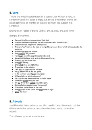 Basic English Grammar: The Eight Parts of Speech | PDF