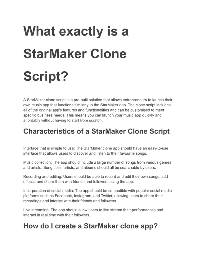 StarMaker Clone Script | PDF