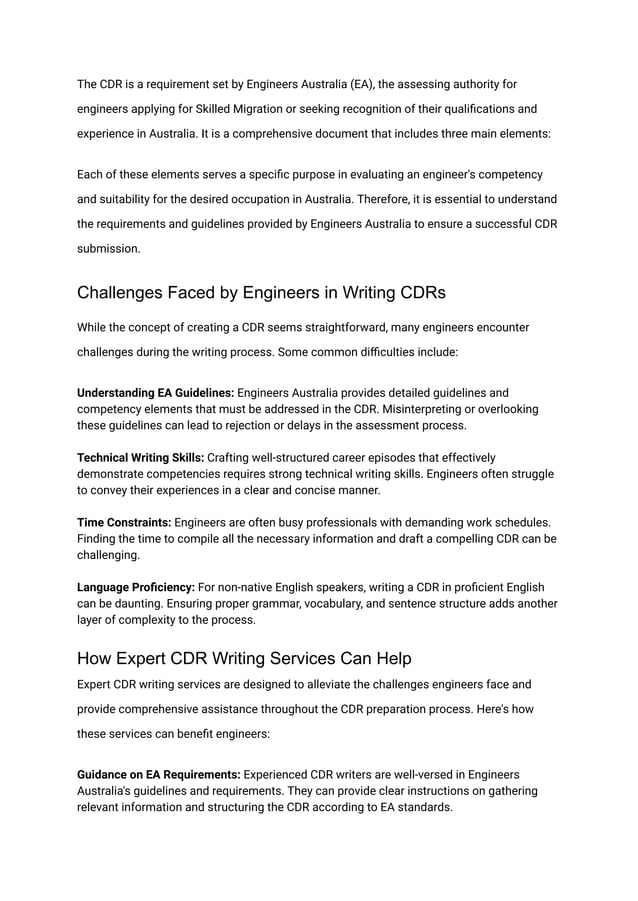 Expert CDR Writing Services: Your Pathway to Engineering Success | PDF