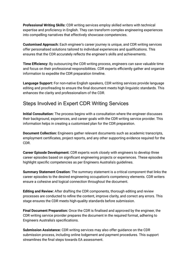 Expert CDR Writing Services: Your Pathway to Engineering Success | PDF