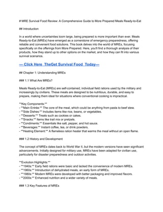 MRE Survival Food Review: A Comprehensive Guide to More Prepared Meals ...