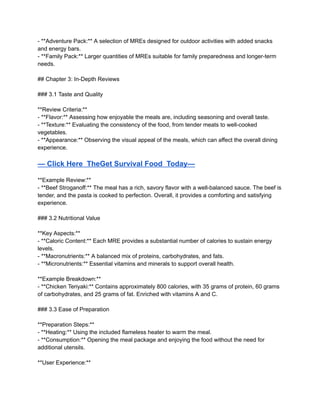 MRE Survival Food Review: A Comprehensive Guide to More Prepared Meals ...