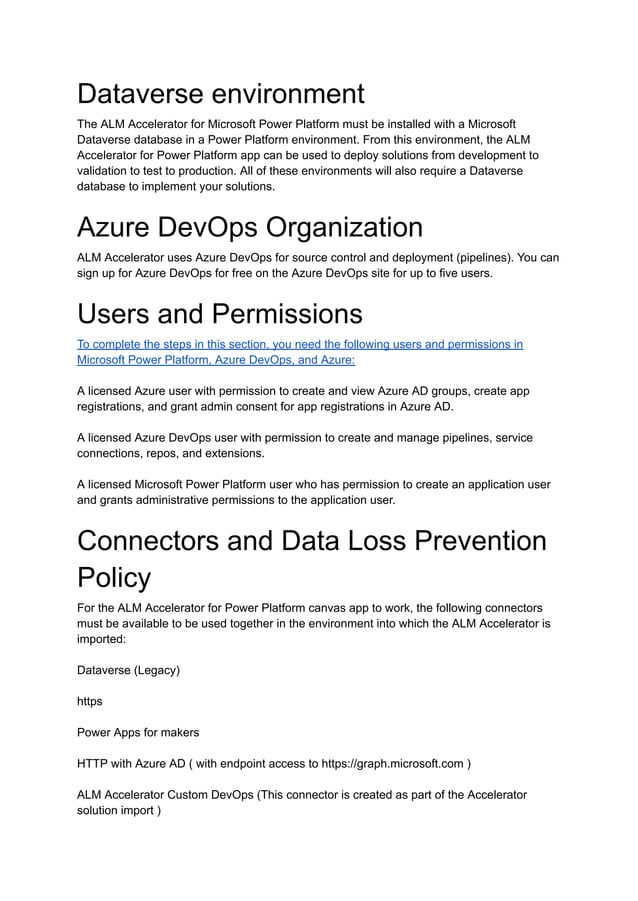 Manually set up ALM accelerator for Power Platform components | PDF