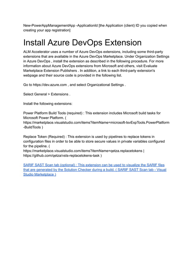 Manually set up ALM accelerator for Power Platform components | PDF