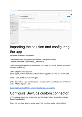 Manually set up ALM accelerator for Power Platform components | PDF