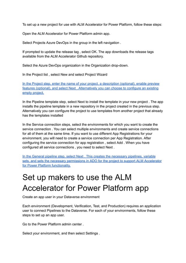 Manually set up ALM accelerator for Power Platform components | PDF