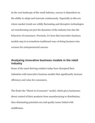 50 Innovative Business Models: The Keys to Entrepreneurial Success | PDF