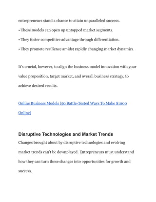 50 Innovative Business Models: The Keys to Entrepreneurial Success | PDF