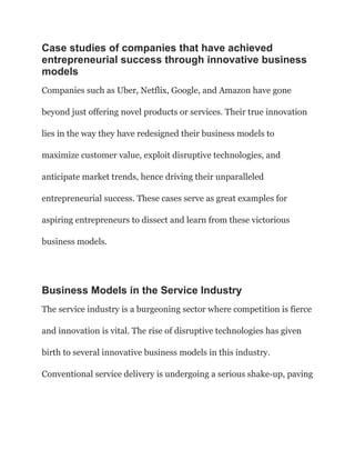 50 Innovative Business Models: The Keys to Entrepreneurial Success | PDF