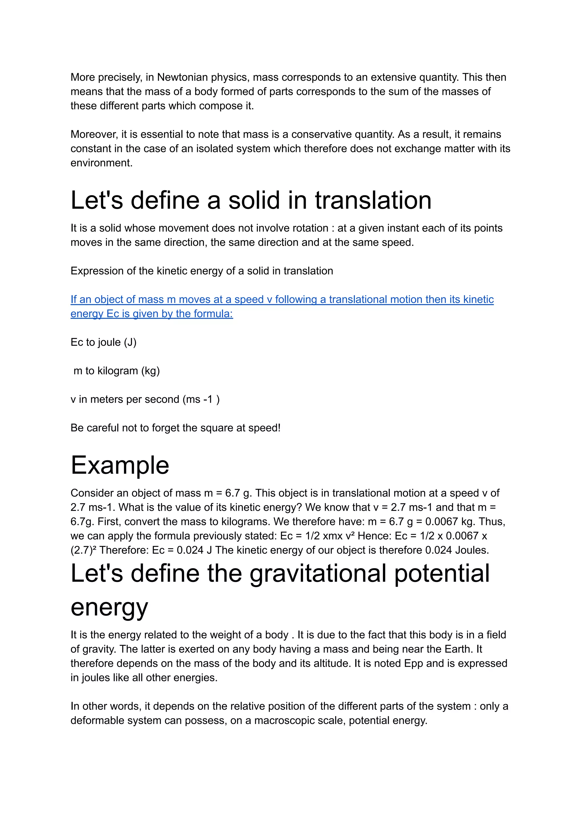 Kinetic energy and gravitational potential energy | PDF