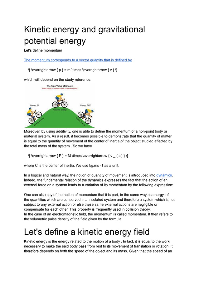 Kinetic energy and gravitational potential energy | PDF