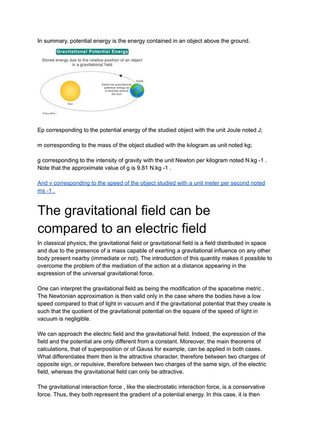 Kinetic energy and gravitational potential energy | PDF