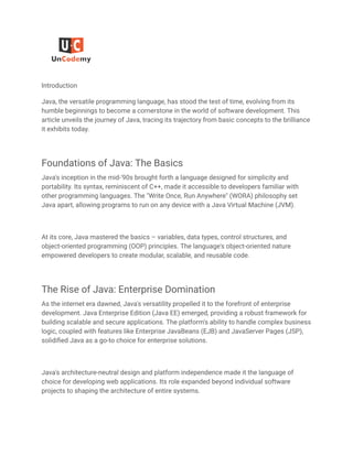Java Unveiled: From Basics to Brilliance | PDF