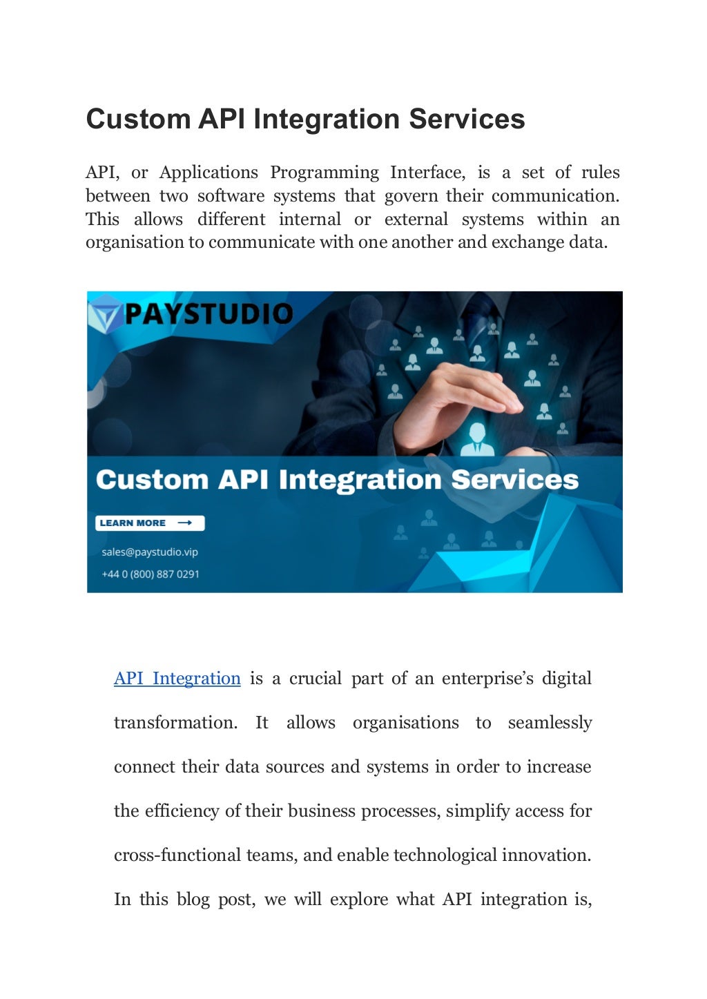 Custom API Integration Services | PDF