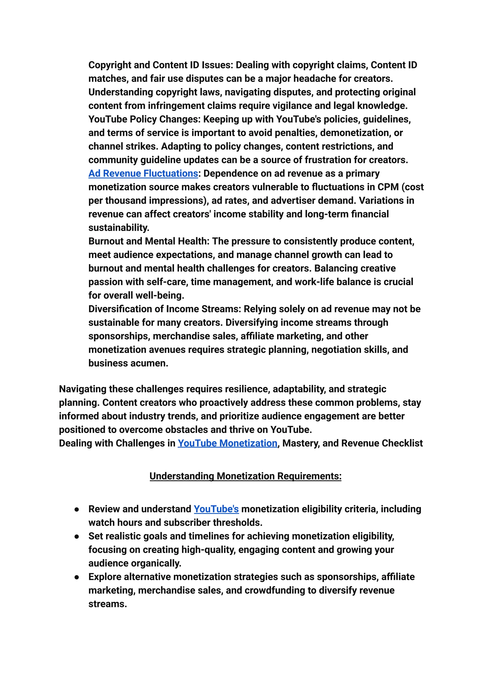 YouTube Mastery, Monetization, and Revenue Checklist | PDF