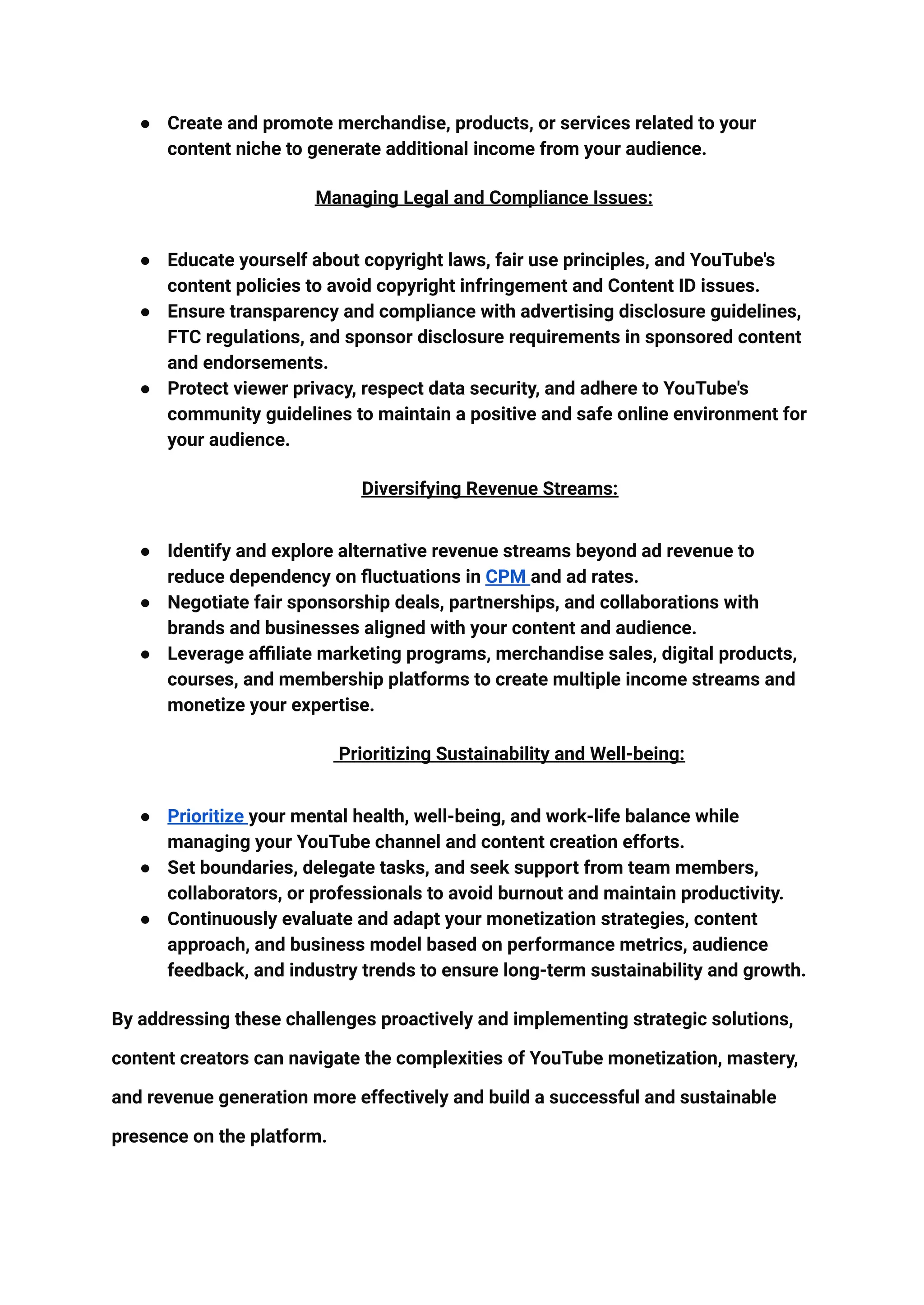 YouTube Mastery, Monetization, and Revenue Checklist | PDF