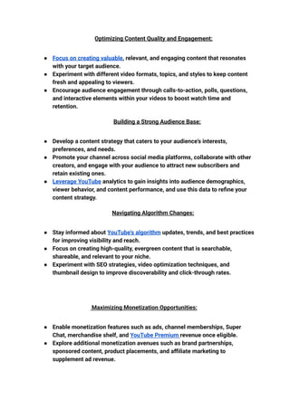 YouTube Mastery, Monetization, and Revenue Checklist | PDF