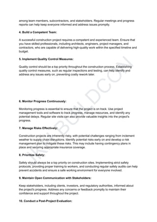 10 Essential Tips for a Successful Construction Project | PDF