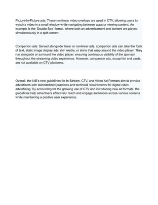 IAB’s New Guidelines for In-Stream, CTV, and Video Ad Formats | PDF