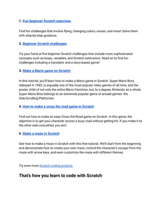 How do I learn to code with Scratch in AEP | PDF