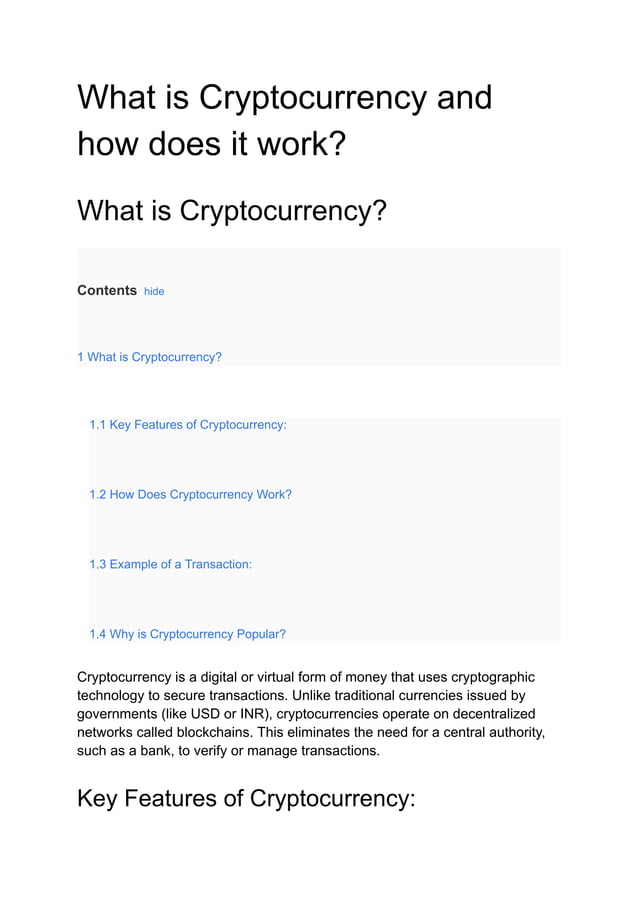 What is Cryptocurrency and how does it work? | PDF