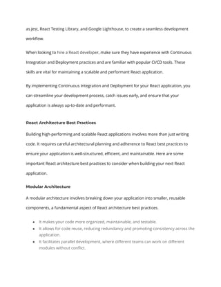 Best Practices for Building Scalable and Performant React Applications | PDF